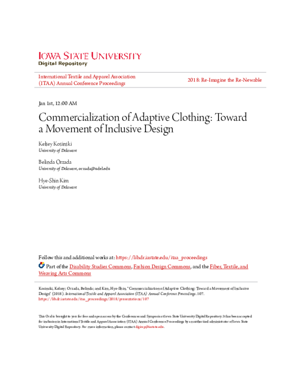 (PDF) Commercialization of Adaptive Clothing: Toward a Movement of ...