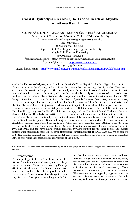 (PDF) Coastal Hydrodynamics along the Eroded Beach of Akyaka in Gökova ...