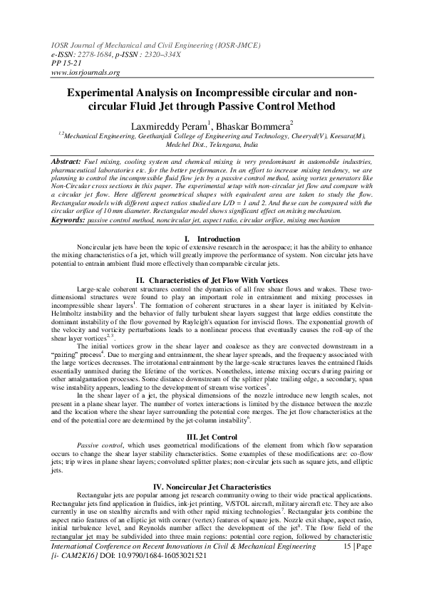 (PDF) Experimental Analysis on Incompressible circular and noncircular ...
