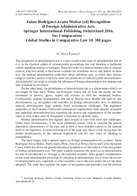 (PDF) Jaime Rodríguez-Arana Muñoz (ed) Recognition of foreign ...