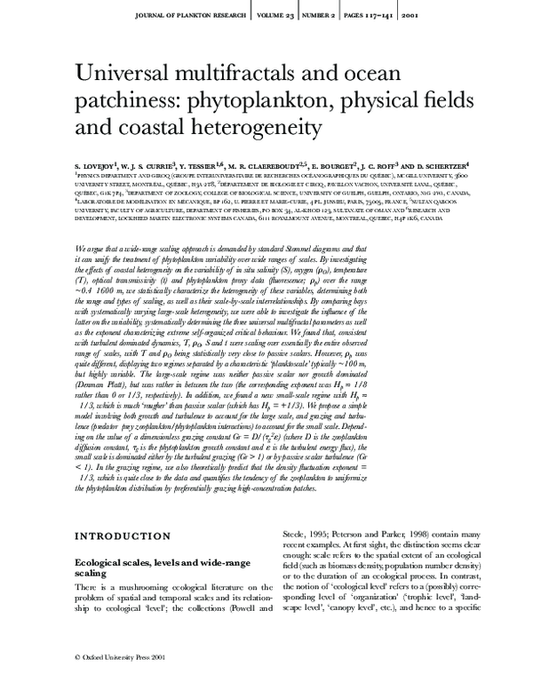 (PDF) Universal multifractals and ocean patchiness: phytoplankton ...