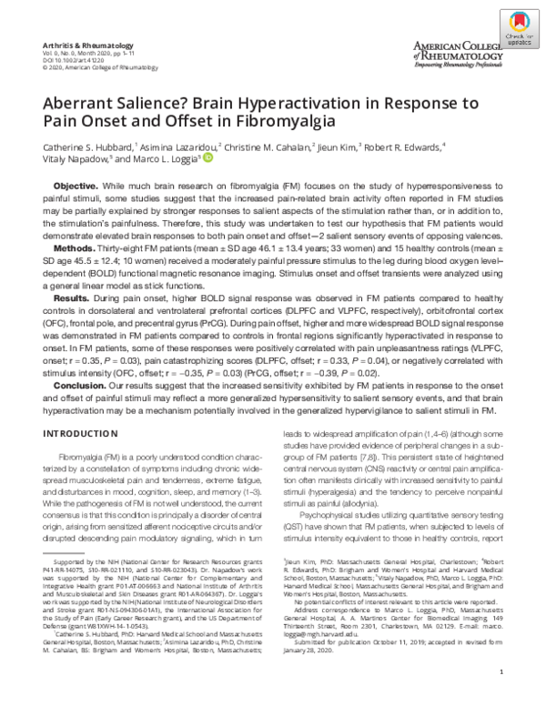 (PDF) Aberrant Salience? Brain Hyperactivation in Response to Pain ...