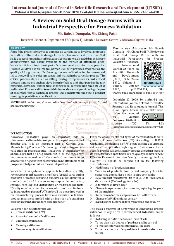 (PDF) A Review on Solid Oral Dosage Forms with an Industrial ...