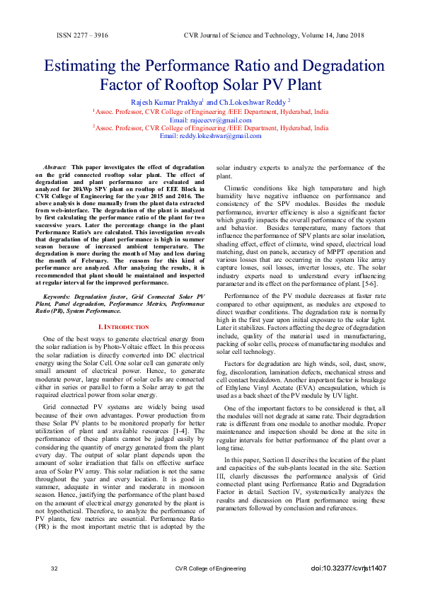 (PDF) Estimating the Performance Ratio and Degradation Factor of ...