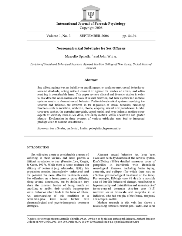 (PDF) Neuroanatomical Substrates for Sex Offenses