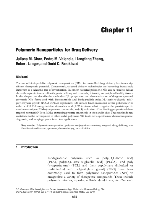 (PDF) Polymeric Nanoparticles for Drug Delivery