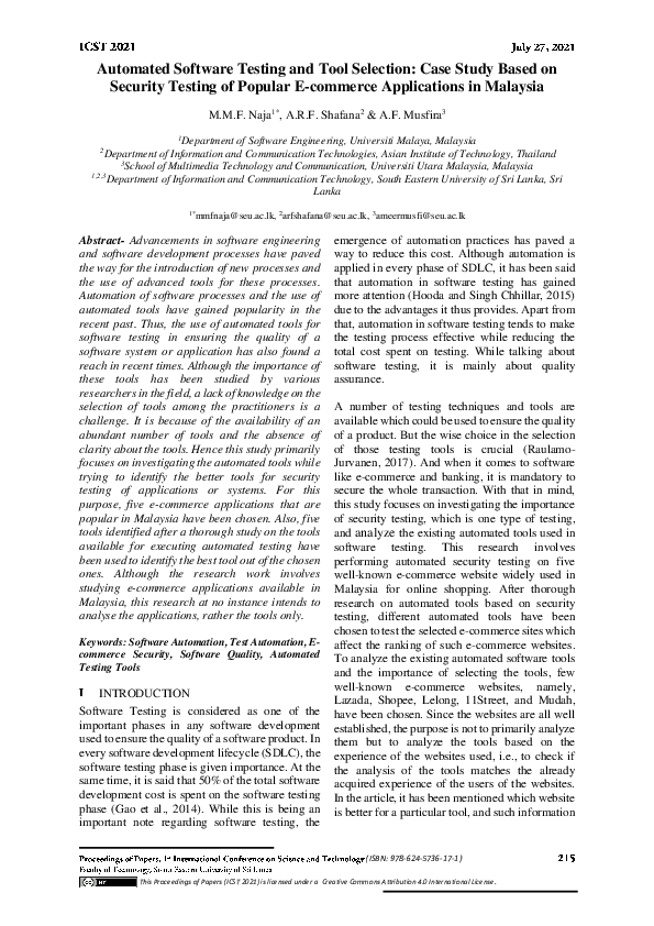 (PDF) Automated Software Testing and Tool Selection: Case Study Based ... (PDF) Automated Software Testing and Tool Selection: Case Study Based ...