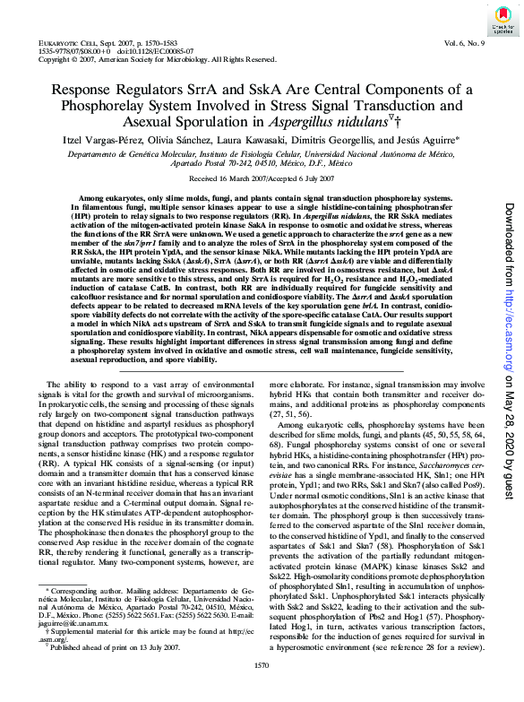 (PDF) Response Regulators SrrA and SskA Are Central Components of a ...