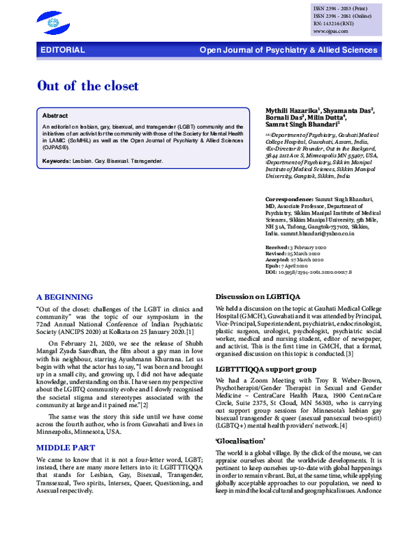 (PDF) Out of the closet