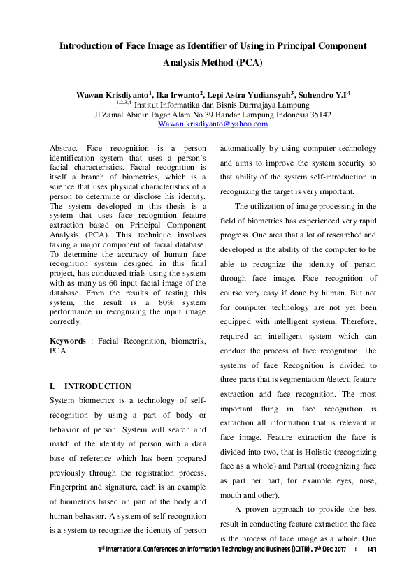 (PDF) Introduction of Face Image as Identifier of Using in Principal Component Analysis Method ...