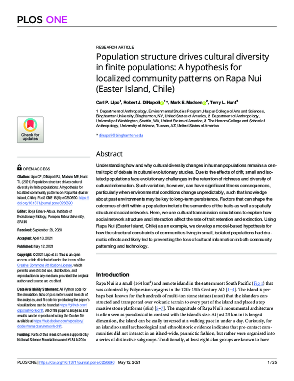 (PDF) Population structure drives cultural diversity in finite ...
