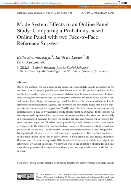 (PDF) Mode system effects in an online panel study : Comparing a ...