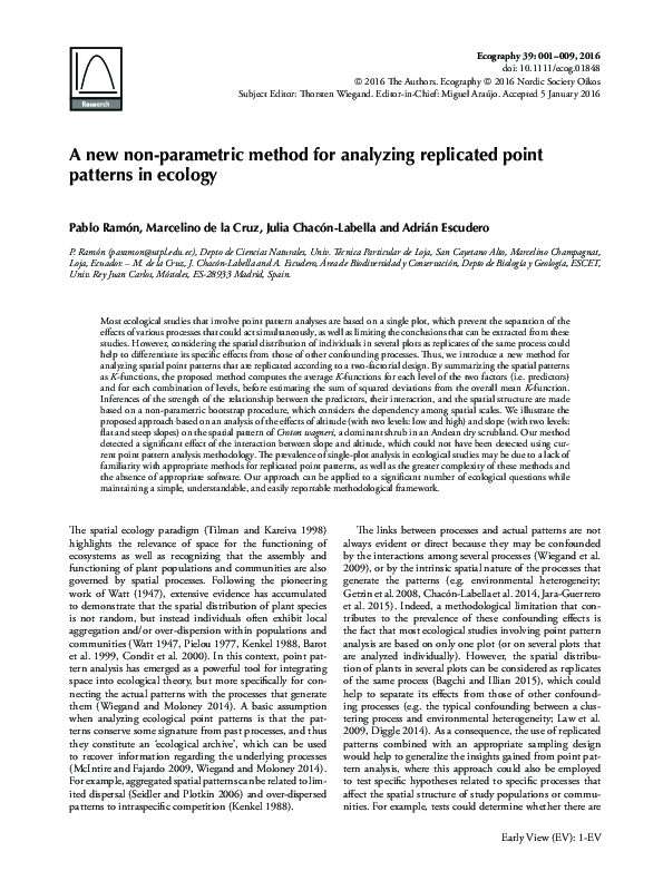 (PDF) A new non-parametric method for analyzing replicated point patterns in ecology