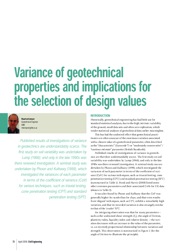 (PDF) Variance of geotechnical properties and implications for the selection of design values ...
