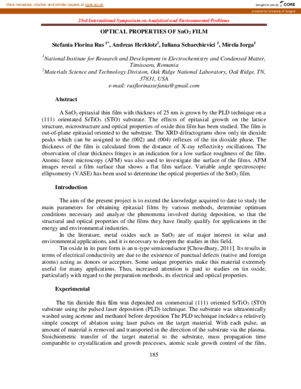 (PDF) Optical properties of SnO2 film