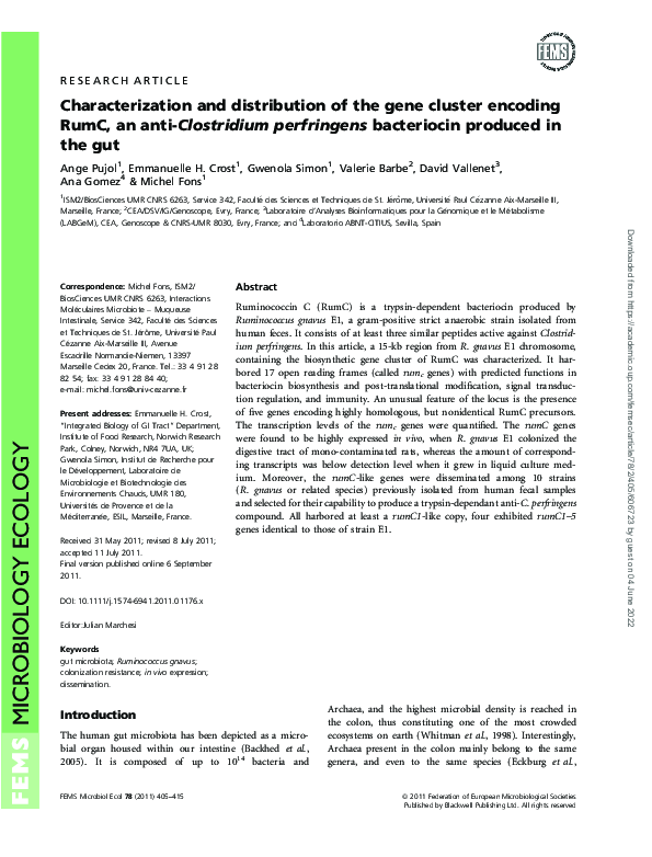 (PDF) Characterization and distribution of the gene cluster encoding ...