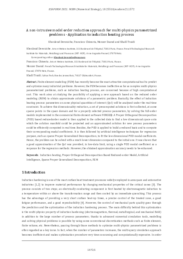 Pdf A Non Intrusive Model Order Reduction Approach For Multi Physics Parametrized Problems