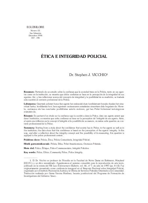 (PDF) Ética e Integridad Policial