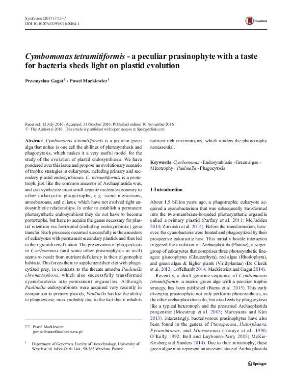 (PDF) Cymbomonas tetramitiformis - a peculiar prasinophyte with a taste ...