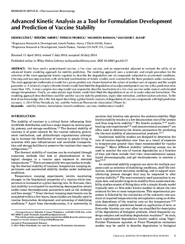 (PDF) Advanced Kinetic Analysis as a Tool for Formulation Development ...