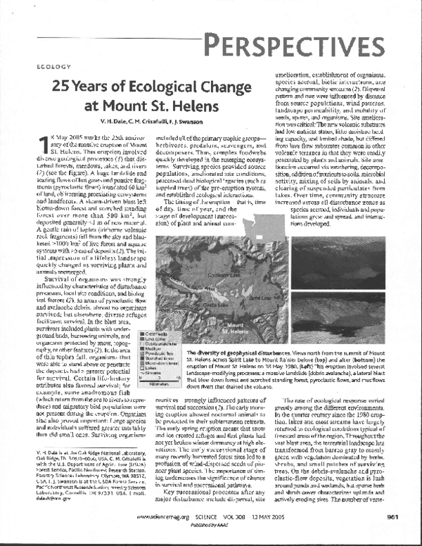 (PDF) ECOLOGY: 25 Years of Ecological Change at Mount St. Helens