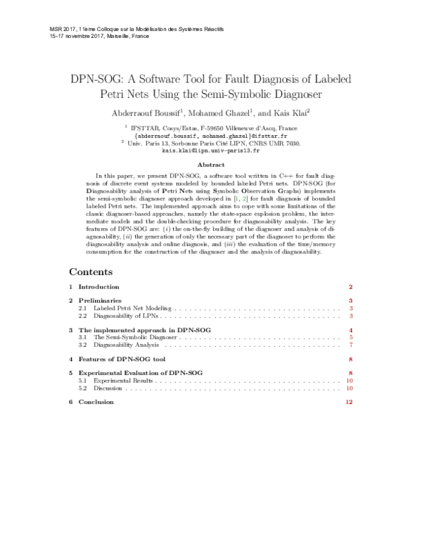 (PDF) DPN-SOG: A Software Tool for Fault Diagnosis of Labeled Petri Nets Using the Semi-Symbolic ...