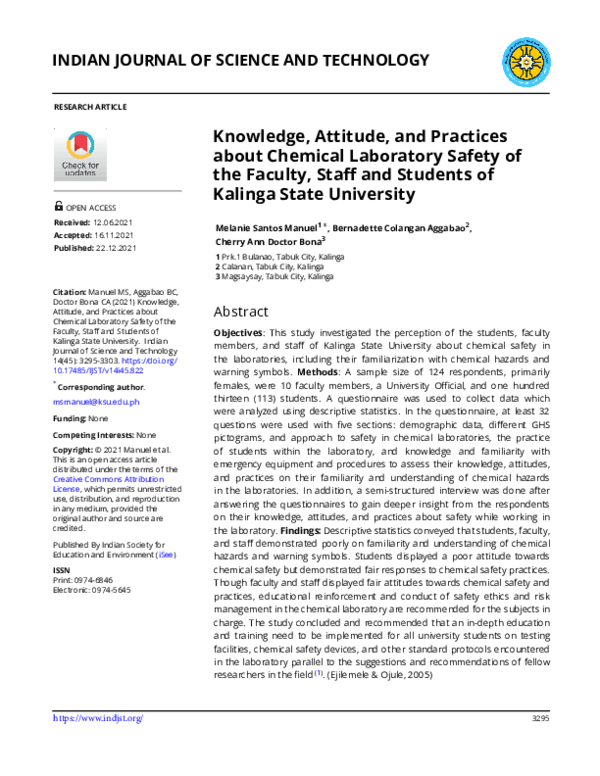 (PDF) Knowledge, Attitude, and Practices about Chemical Laboratory ...