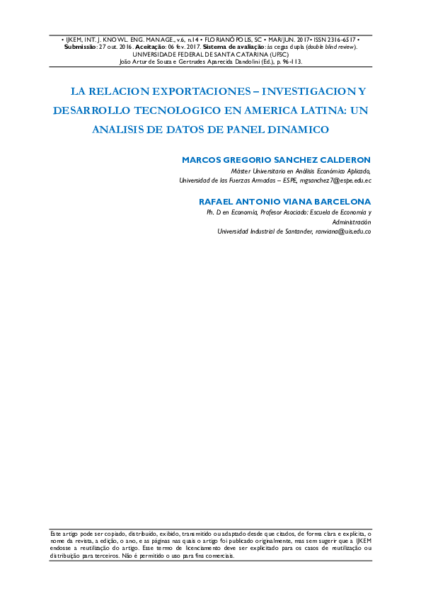 (PDF) La relacion exportaciones – Investigacion y desarrollo ...