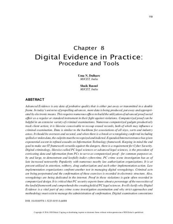(PDF) Digital Evidence in Practice