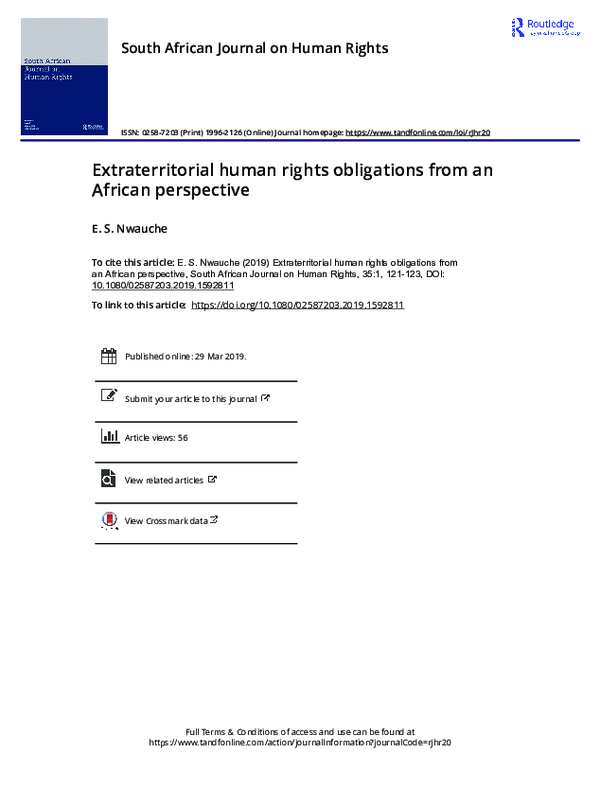 (PDF) Extraterritorial human rights obligations from an African perspective