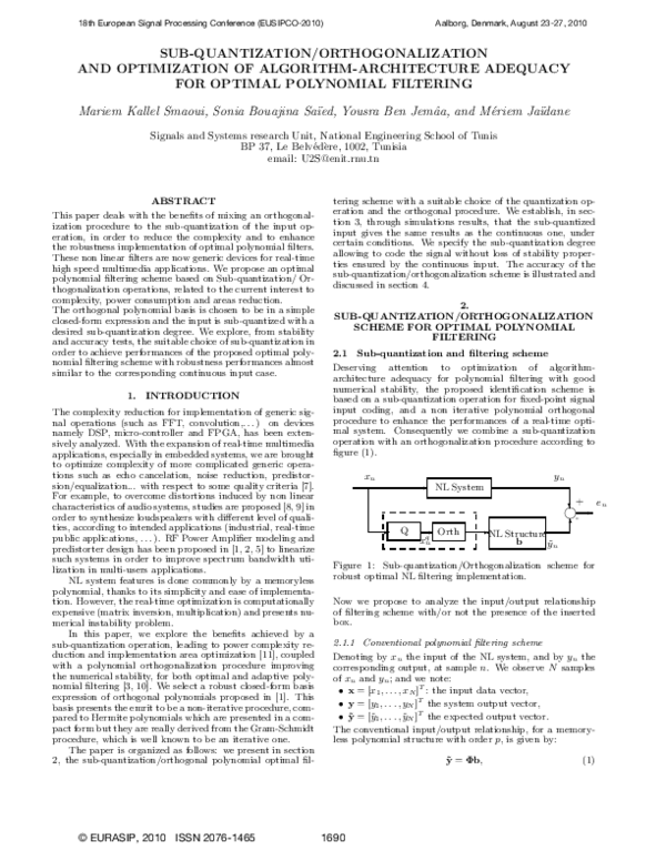 Pdf Optimizing Algorithm Architecture For Polynomial Filtering