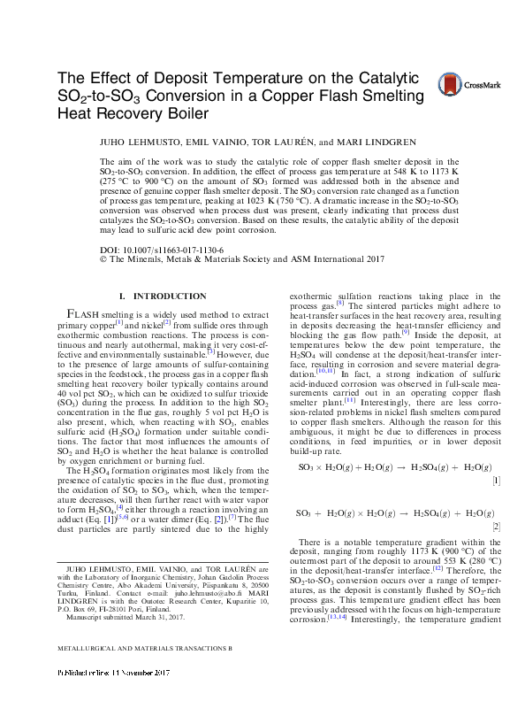 (PDF) The Effect of Deposit Temperature on the Catalytic SO2-to-SO3 ...