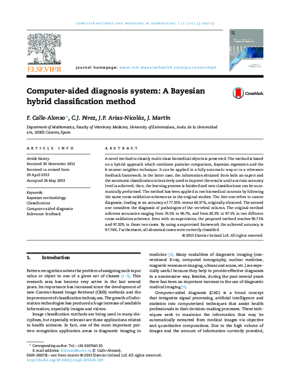 (PDF) Computer-aided diagnosis system: A Bayesian hybrid classification method