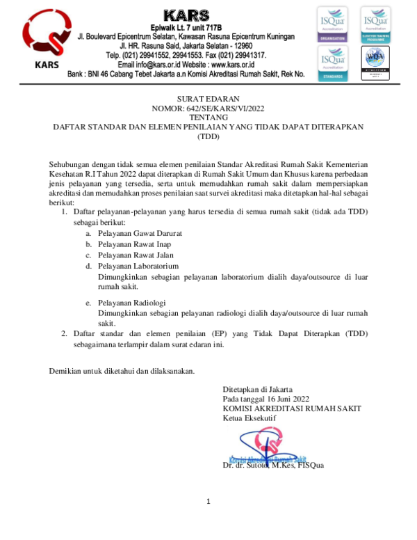 (PDF) SE No 642 Th 2022 ttg Daftar Standar dan EP TDD Juni
