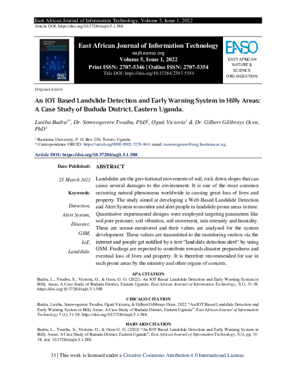 (PDF) An IOT Based Landslide Detection and Early Warning System in ...