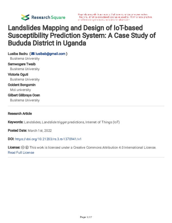 (PDF) Landslides Mapping and Design of IoT-based Susceptibility ...