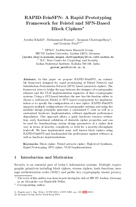 (PDF) RAPID-FeinSPN: A Rapid Prototyping Framework for Feistel and SPN ...