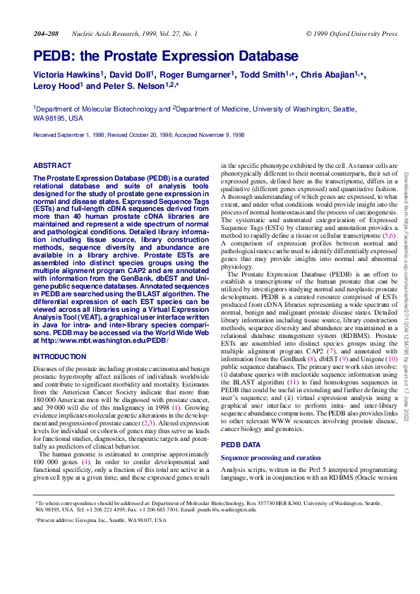 (PDF) PEDB: the Prostate Expression Database