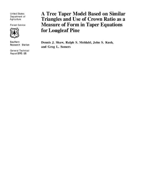 (PDF) A Tree Taper Model Based on Similar Triangles and Use of Crown ...