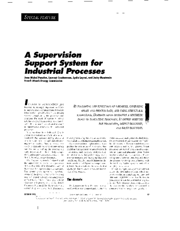 (PDF) A supervision support system for industrial processes