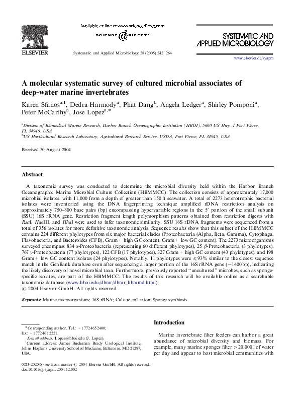 (PDF) A molecular systematic survey of cultured microbial associates of ...