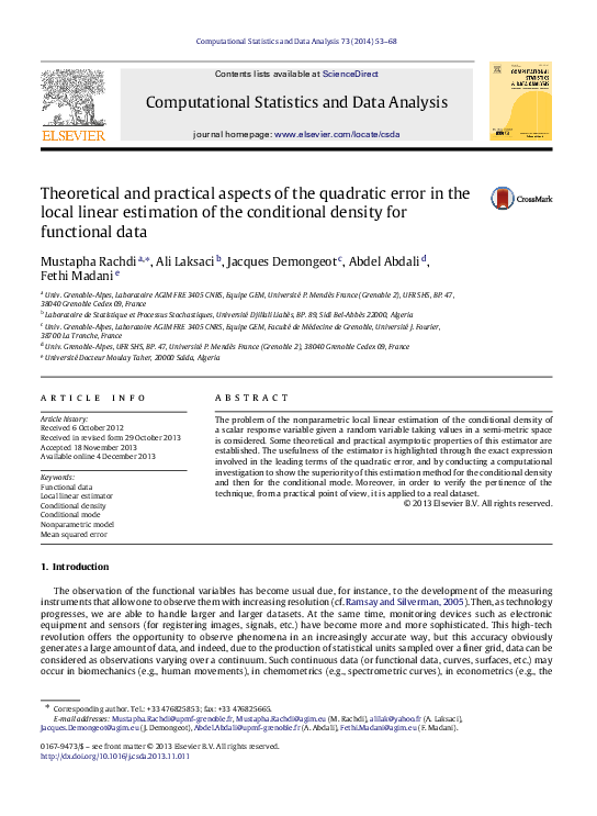 (PDF) Theoretical and practical aspects of the quadratic error in the local linear estimation of ...