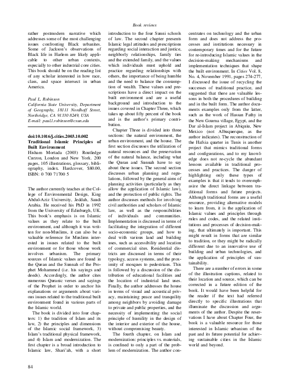 (PDF) Traditional Islamic Principles of Built Environment