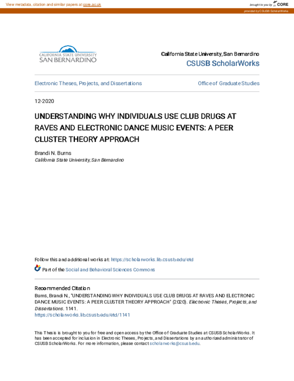 (PDF) Understanding Why Individuals Use Club Drugs at Raves and ...