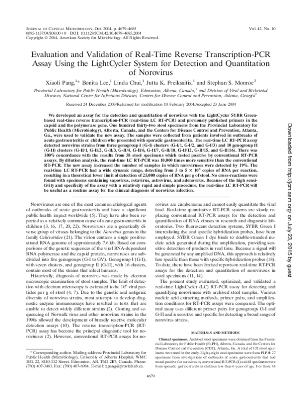 (PDF) Evaluation and Validation of Real-Time Reverse Transcription-PCR Assay Using the ...