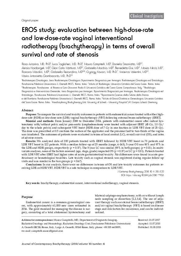 (PDF) EROS study: evaluation between high-dose-rate and low-dose-rate vaginal interventional ...