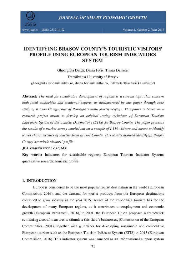 (PDF) Identifying Brașov County’s Touristic Visitors’ Profile Using ...