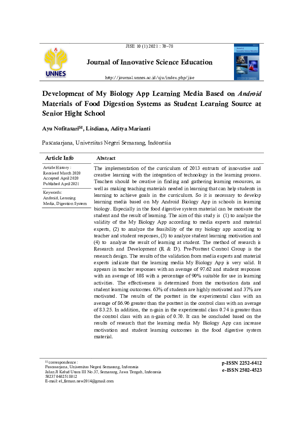 (PDF) Development of My Biology App Learning Media Based On Android ...