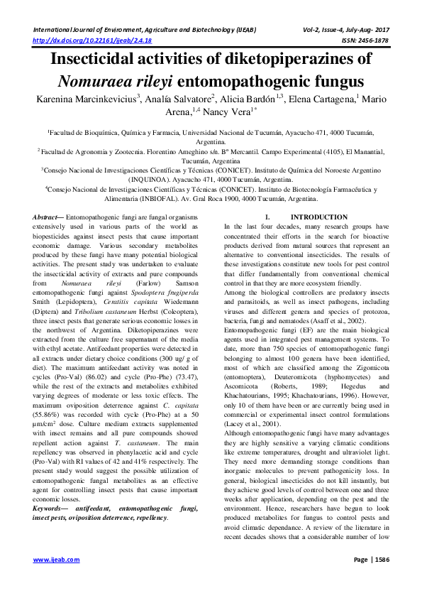 (PDF) Insecticidal activities of diketopiperazines of Nomuraea rileyi ...
