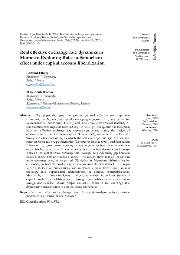 (PDF) Real effective exchange rate dynamics in Morocco: Exploring ...